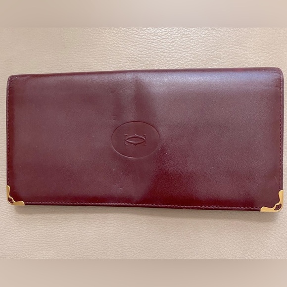 Cartier | Bags | Cartier Vintage Leather Bifold Checkbook Wallet ...